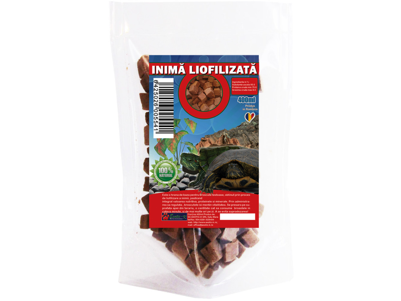 Exo - Inima Liofilizata 400 ml, 35 g - Hrana Broaste Testoase - Hrana ...